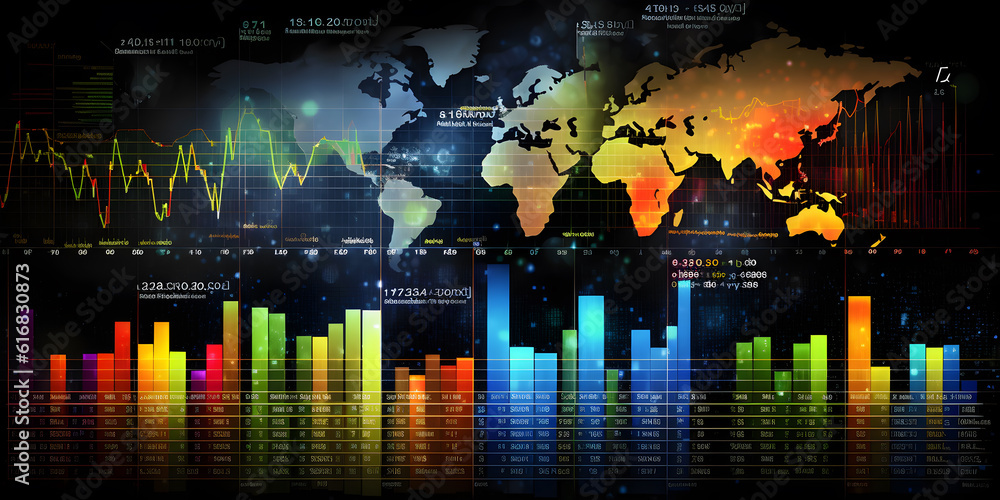 vivid map charts and analytics, generative AI Stock Illustration ...