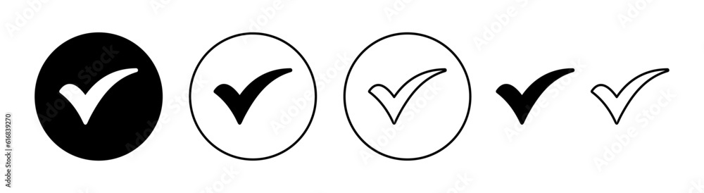 Check mark icon set for web and mobile app. Tick mark sign and symbol ...