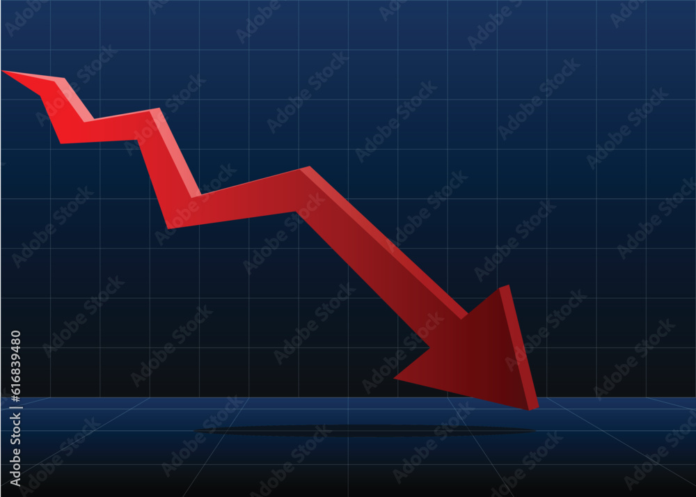 big red arrow down a big loss recession Stock Vector | Adobe Stock