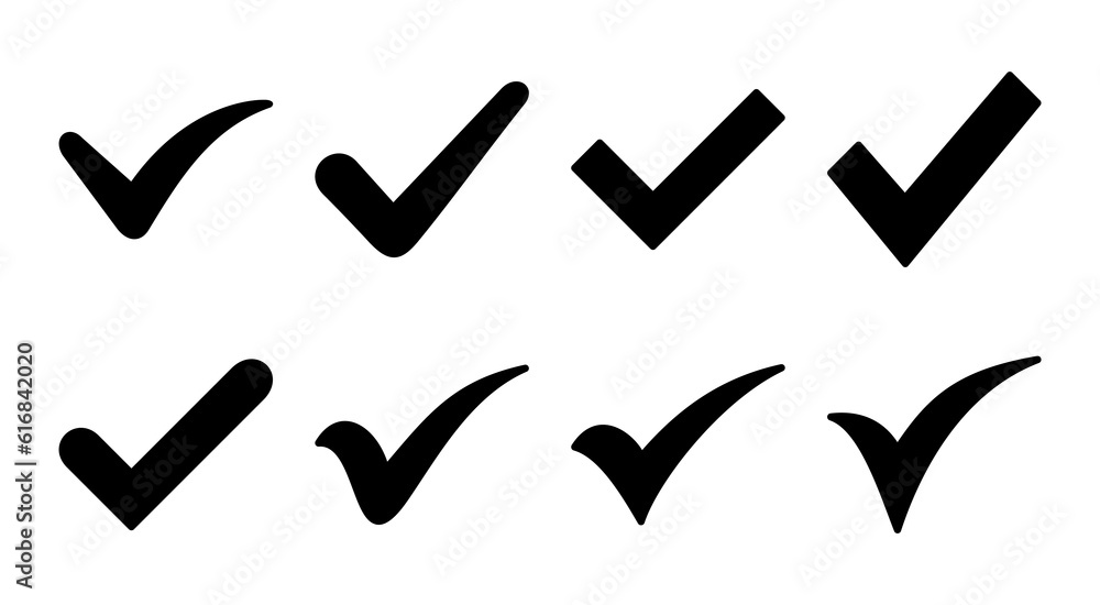Check mark icon set illustration. Tick mark sign and symbol Stock ...