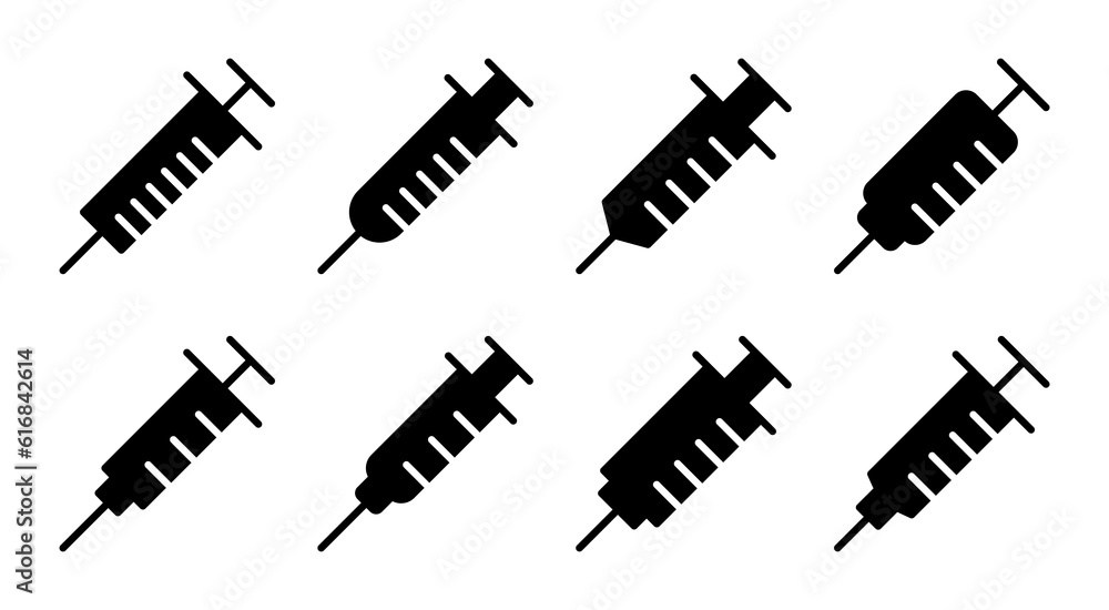 Syringe icon set illustration. injection sign and symbol. vaccine icon ...