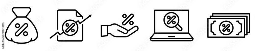 Conjunto de iconos de impuestos. Tarifa, valor agregado, pago ...