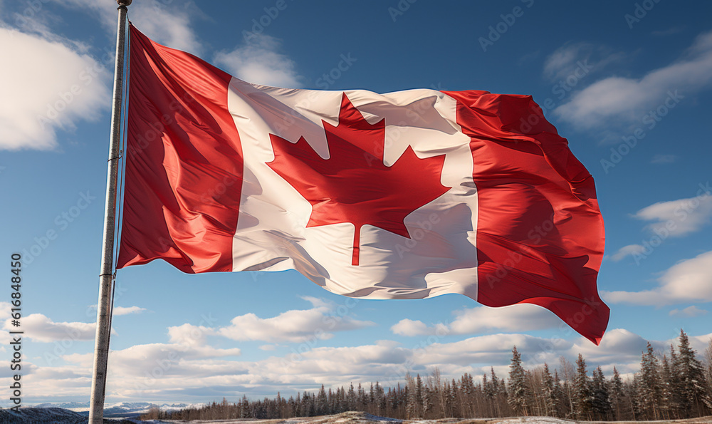 Canadian Flag: Red and White Flag Blowing in the Wind - A Patriotic ...