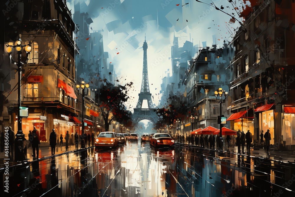 Crowded city streets in the rain pop art wallpaper Stock Illustration ...