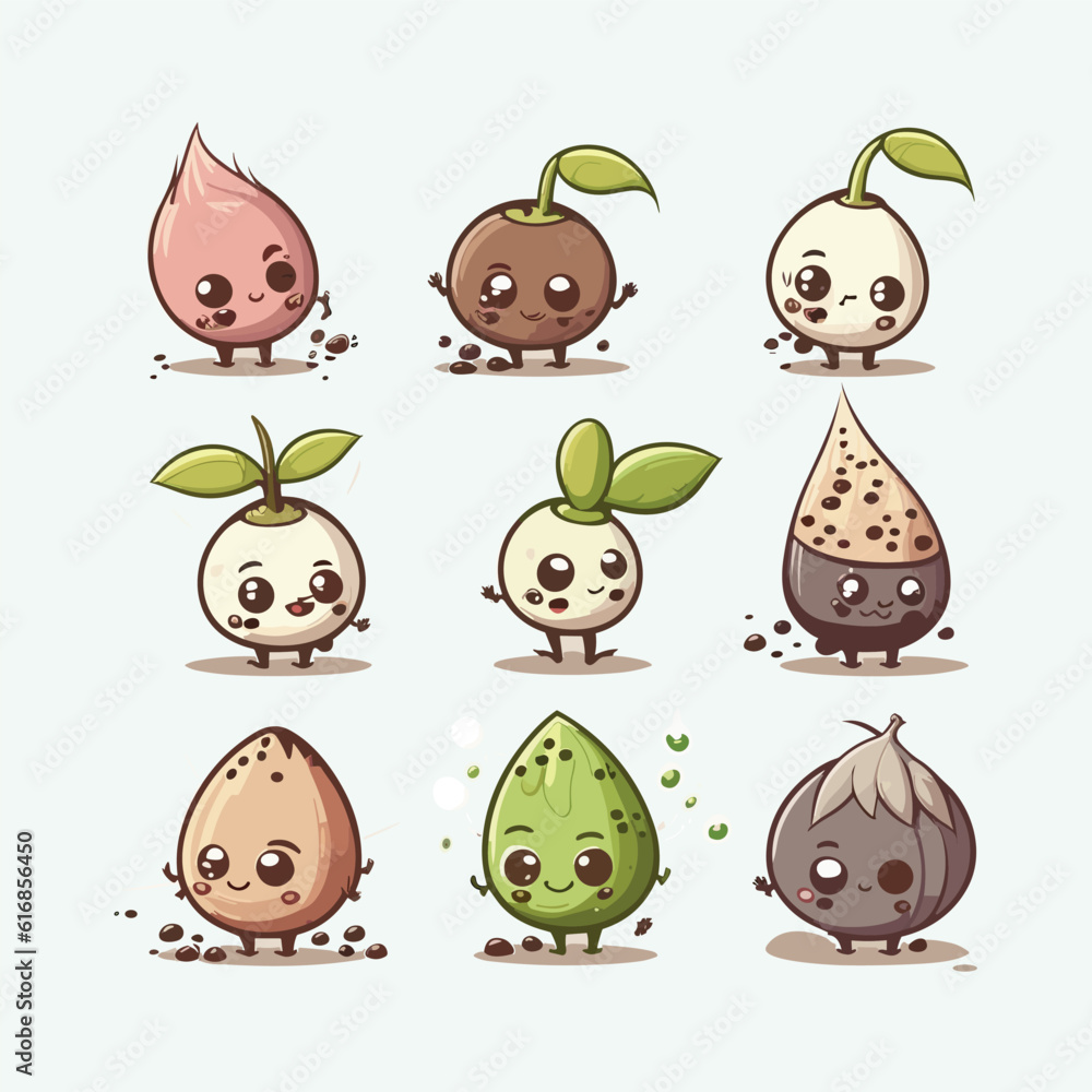 vector cute seed cartoon style Stock Vector | Adobe Stock