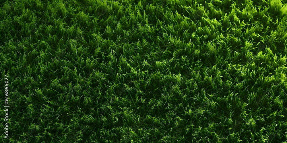 Wide format background image of green carpet of neatly trimmed grass ...