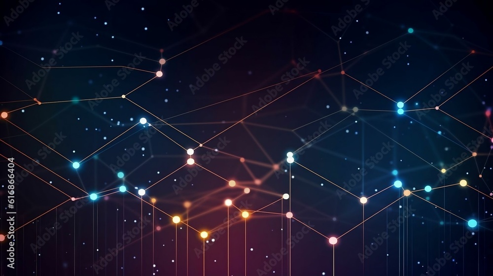 Abstract lines and dots connecting background. Digital data technology ...