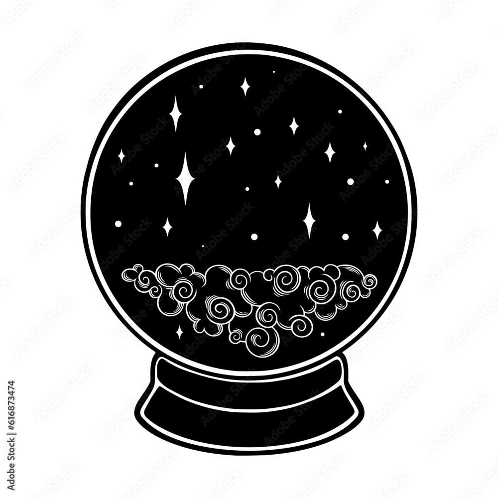 Crystall ball for fortune tellers. Wicca spiritual ball with mystic ...
