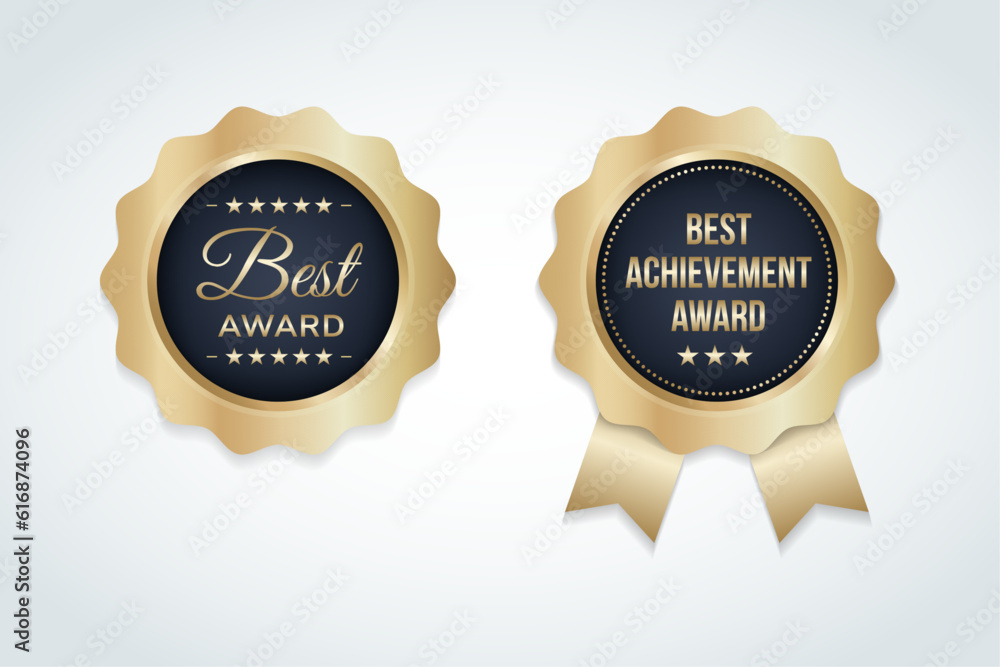 Luxury premium golden badges combined with black gradient color. line ...