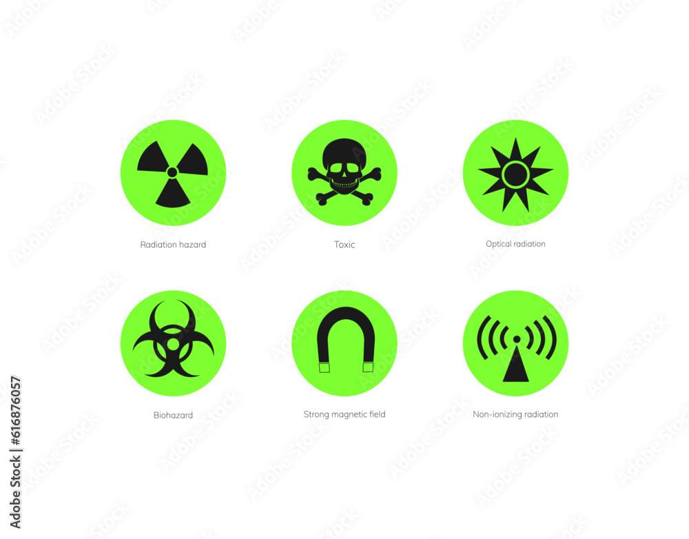 Hazardous and danger symbols icon set Stock Vector | Adobe Stock