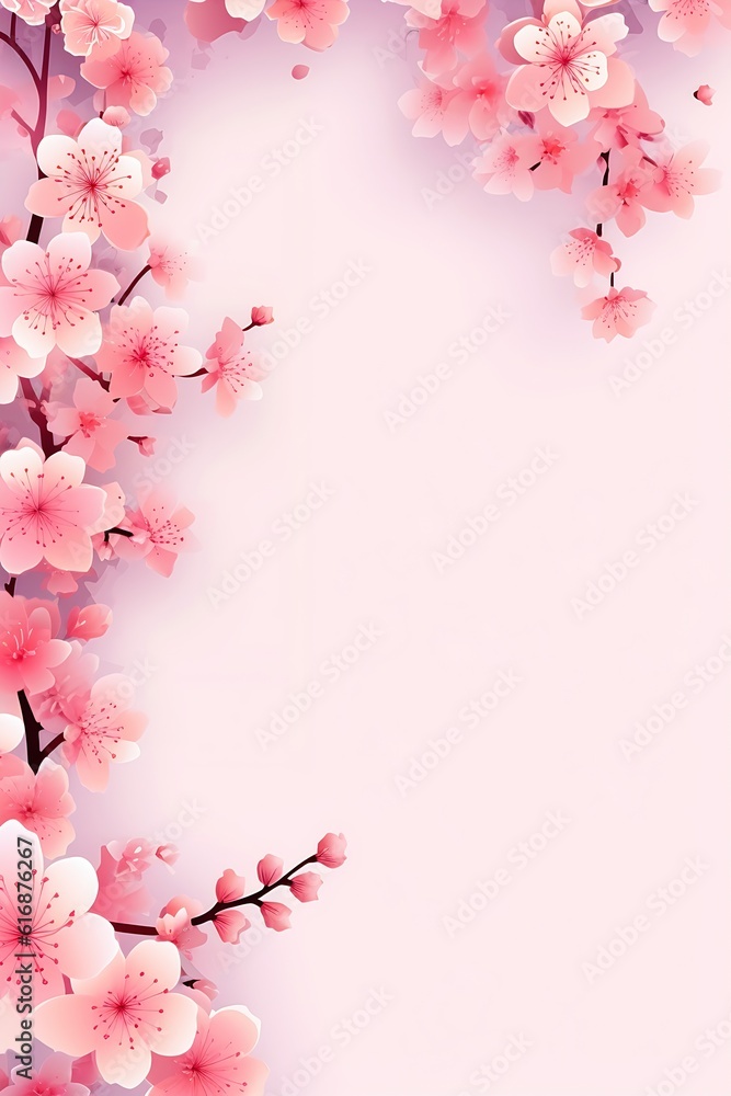 pink flower background cherry blossom falling paper cutouts plain color ...