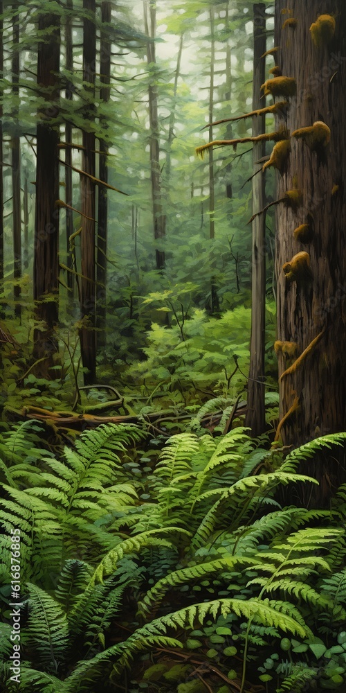 coo forest ferns trees foreground oregon ground covered historic ...