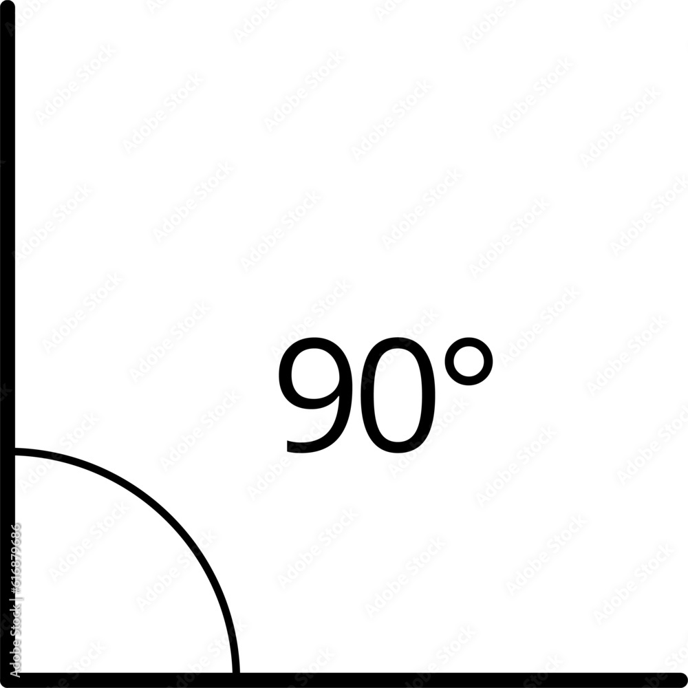 Icons from different angles. 90 degrees. Geometric symbol, mathematical ...