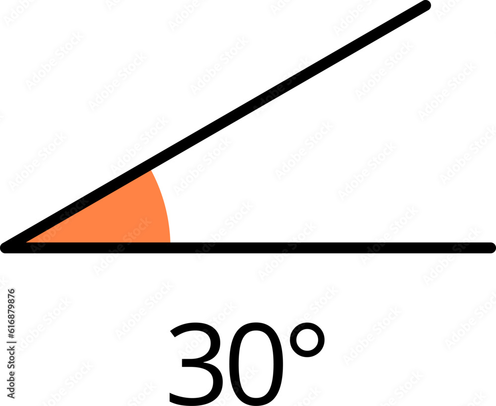 Icons from different angles. 30 degrees. Geometric symbol, mathematical ...