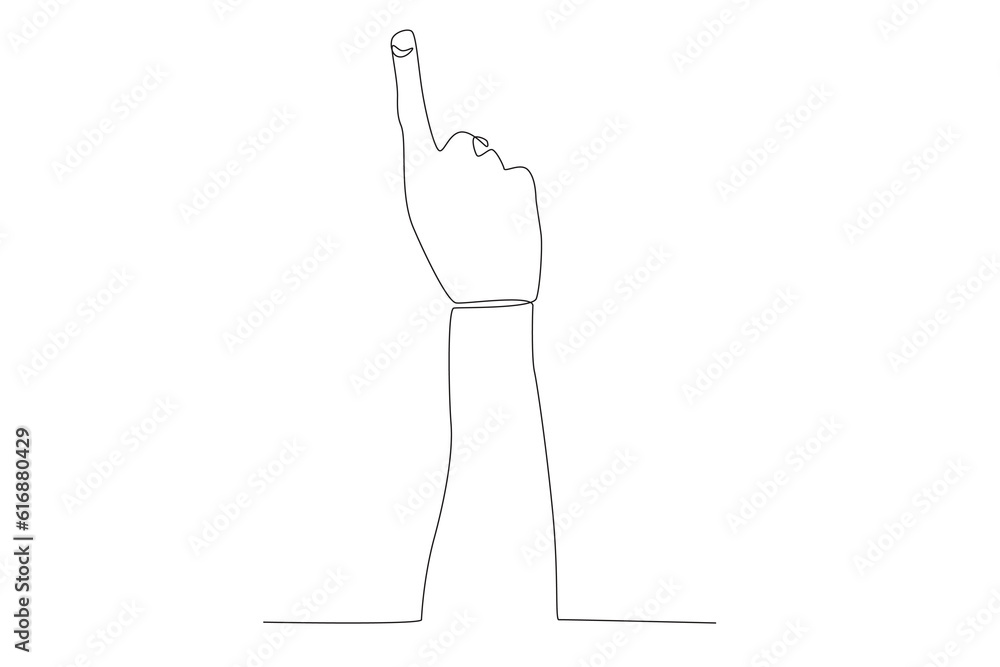 Vector continuous one line drawing hand gesture one finger looks back ...