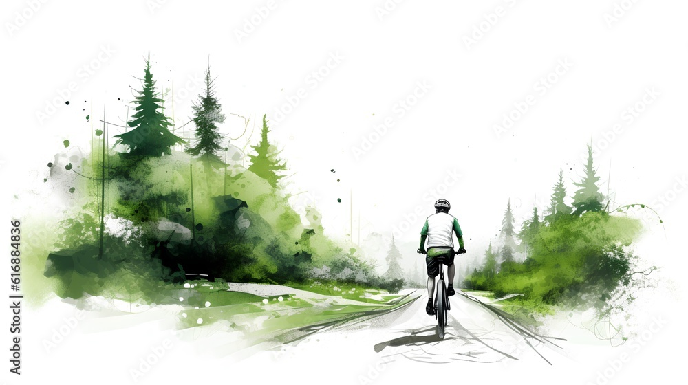 Healthy green lifestyle concept, person riding a bicycle, indicating ...