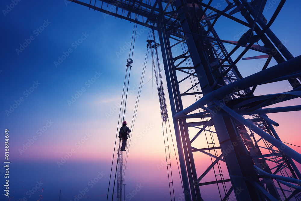 construction engineer worker at heights,architecture sci-fi ...