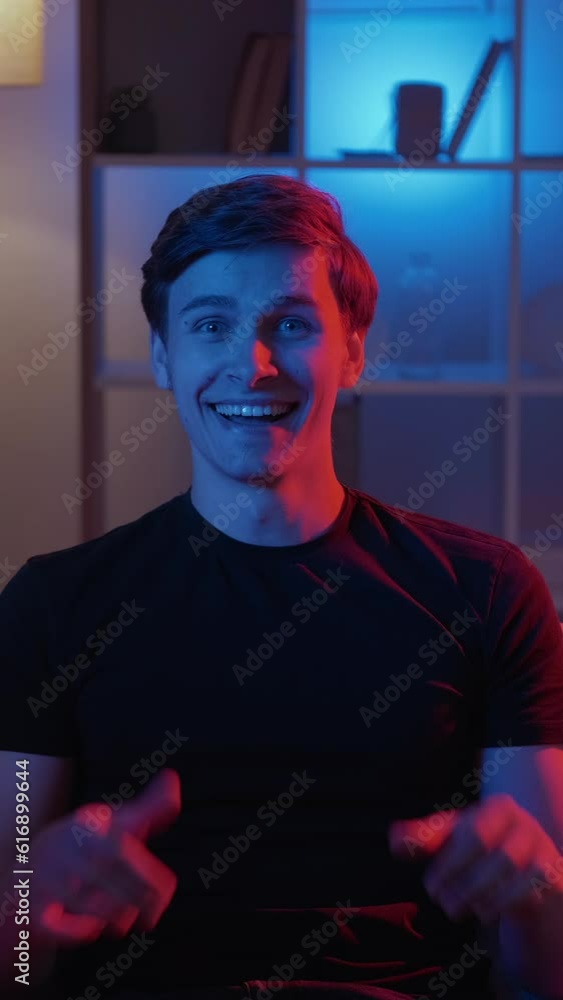 Vertical video. Like gesture. Positive man. Meme expression. Happy guy ...