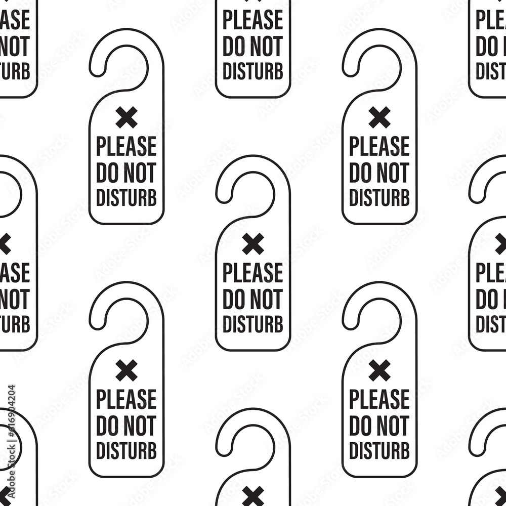 Seamless pattern with Do not disturb sign. Hotel door hanger tags on ...