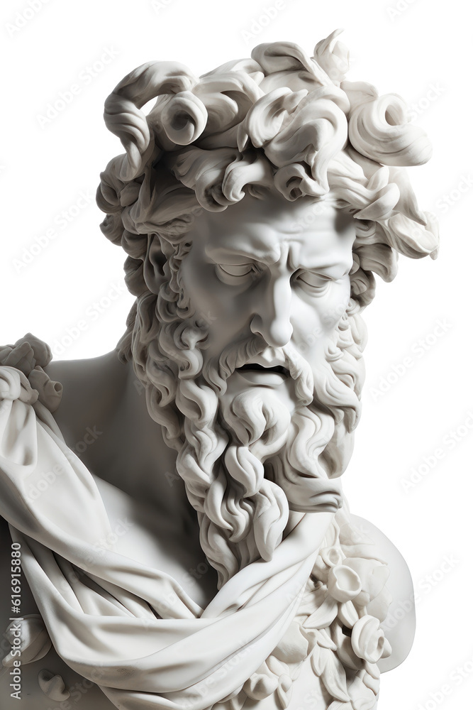 Poseidon (Neptune) statue, man marble head, classic sculpture ...