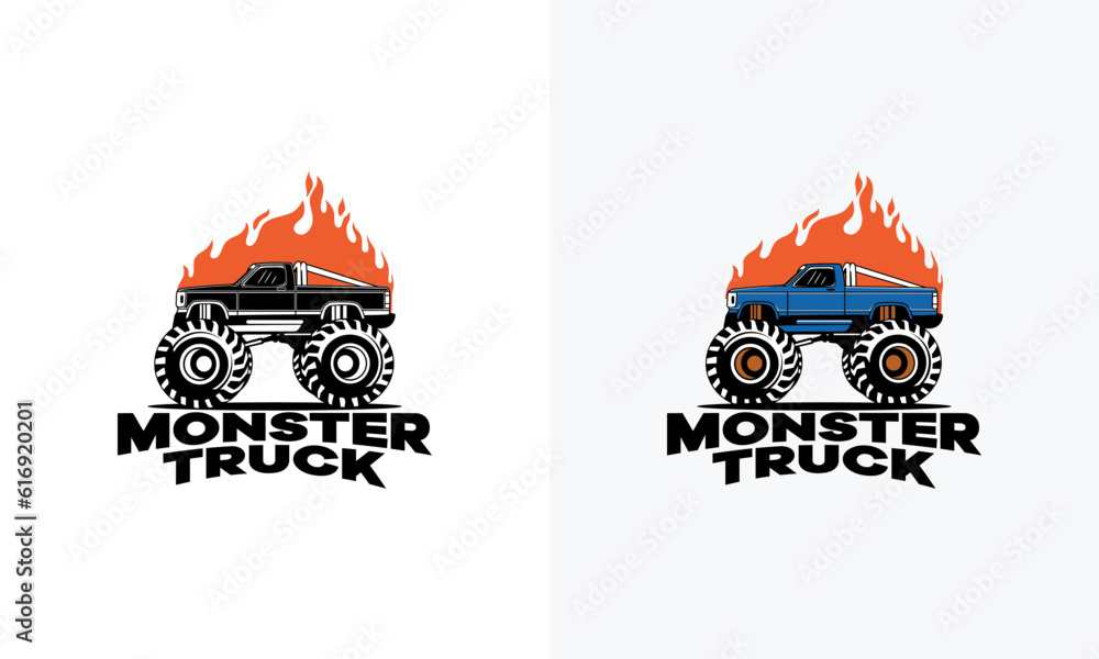 Extreme Monster Truck logo, Extreme Monster Truck with fire flame logo ...