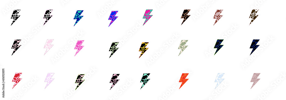 set of watercolor electric lightning bolt, Electric lightning isolated ...