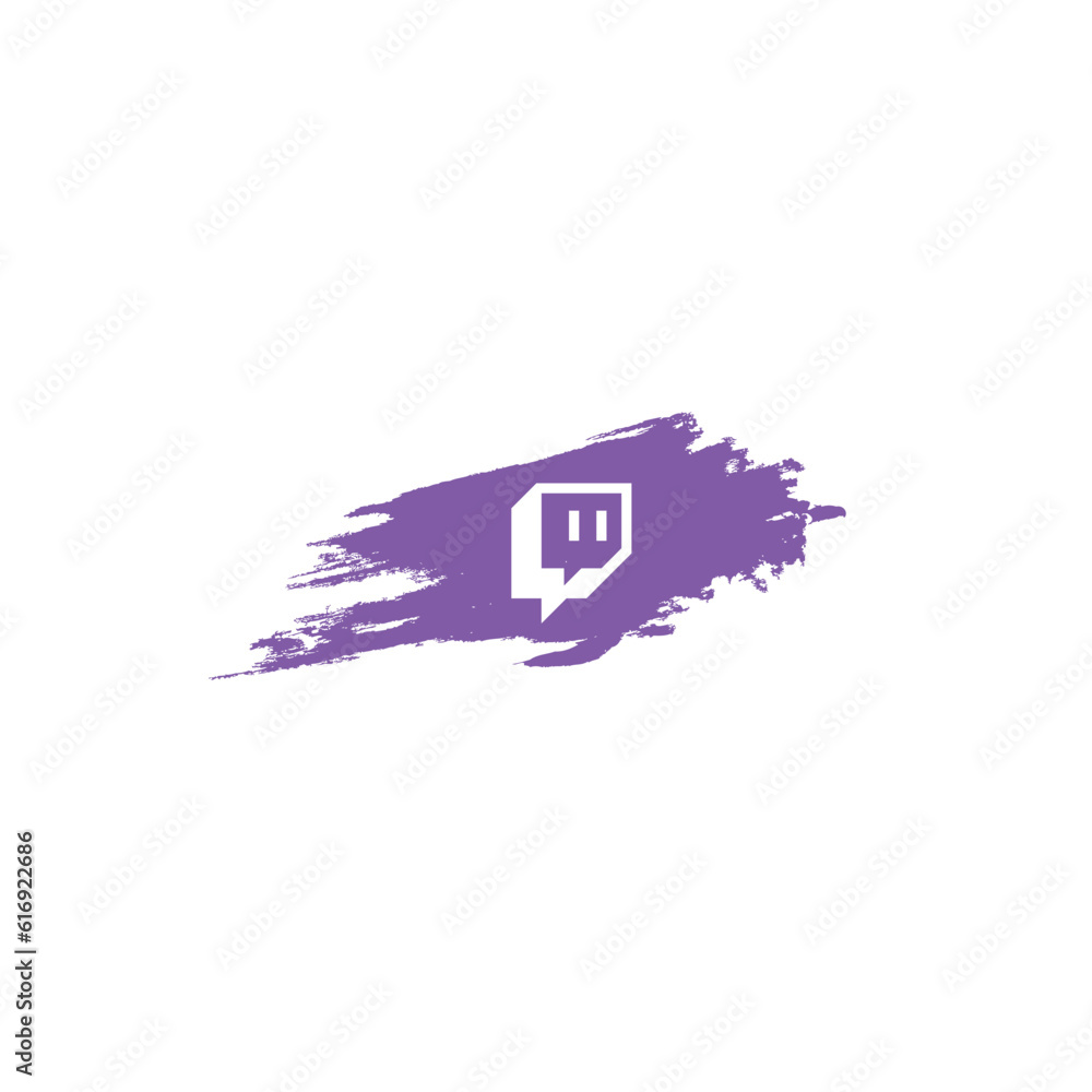 Twitch social media logo icon with watercolor brush, twitch background ...