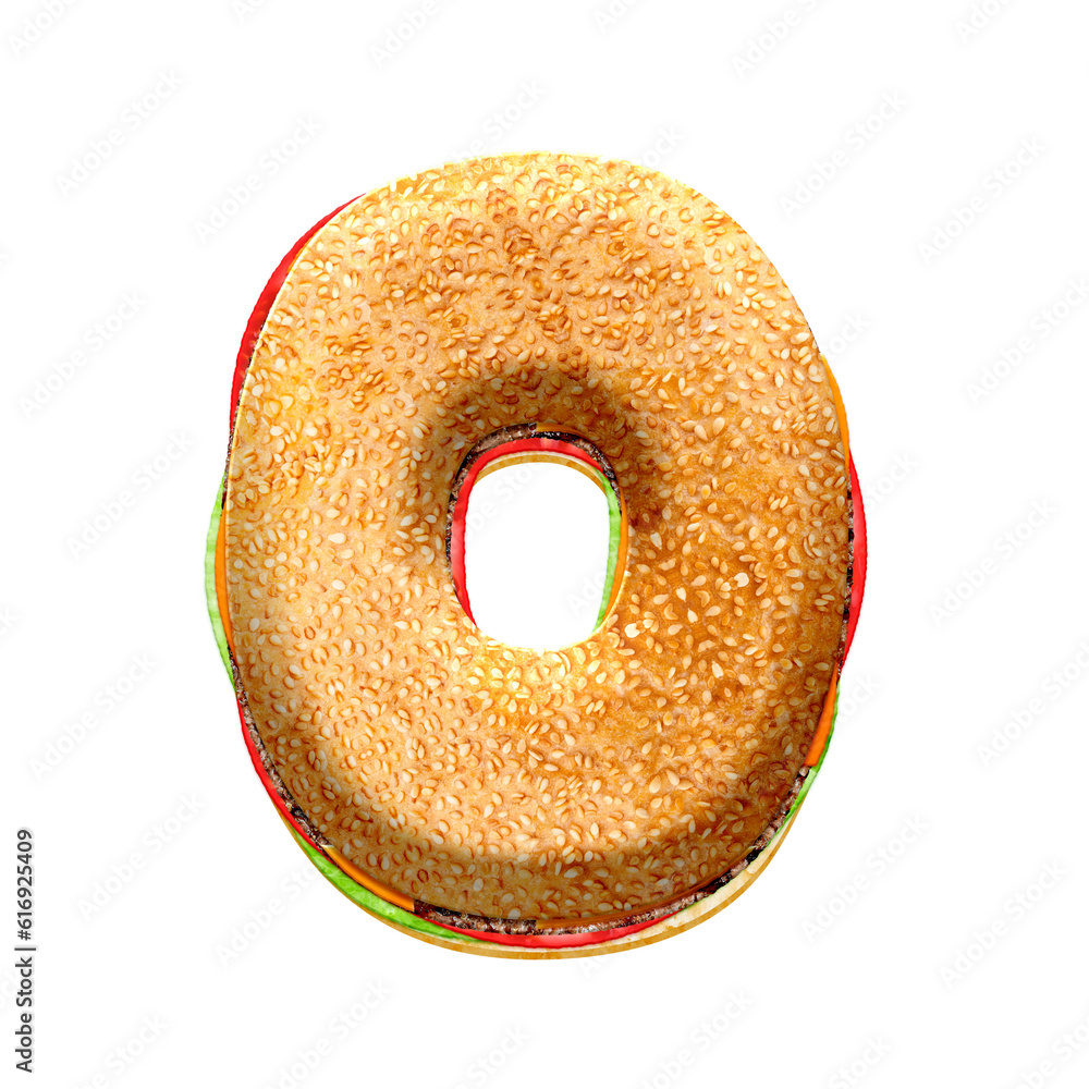 Burger 3D alphabet numbers from 0 to 9. This is a part of a set which ...