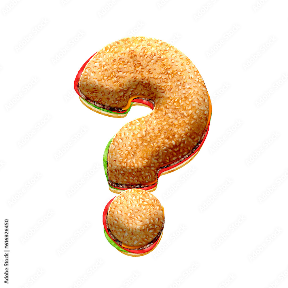 Burger 3D question mark symbol. This is a part of a set which also ...