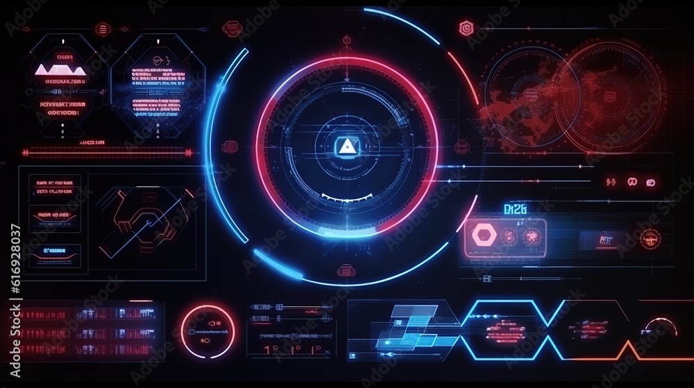 Abstract user interface technology, technology background. digital data ...