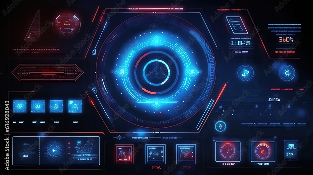 Abstract user interface technology, technology background. digital data ...