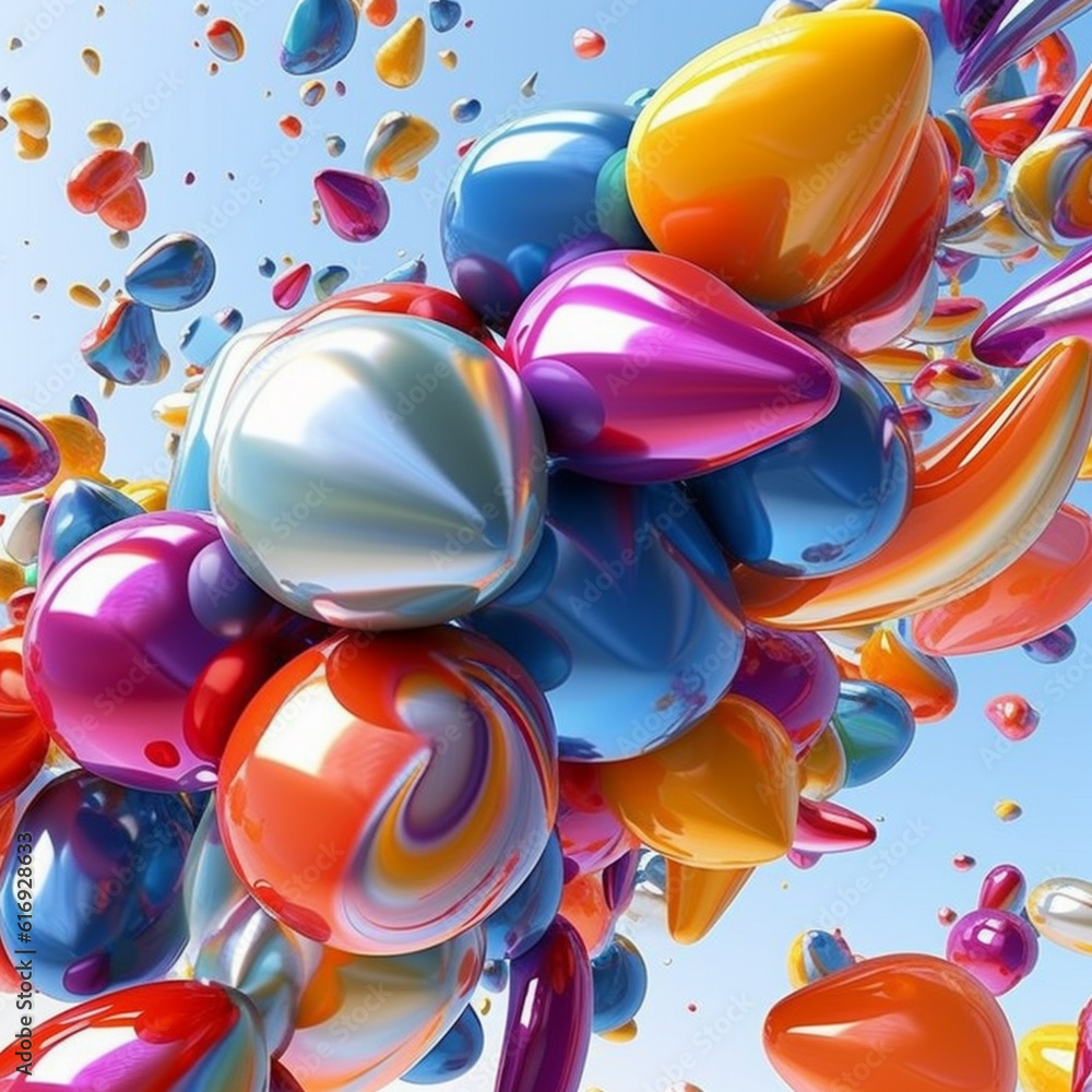 An illustration of abstract balloons transforming into various shapes ...