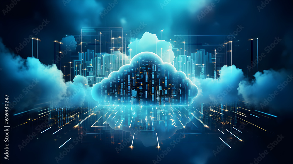 Database Cloud Computing Server 3d Illustration Technology Blue