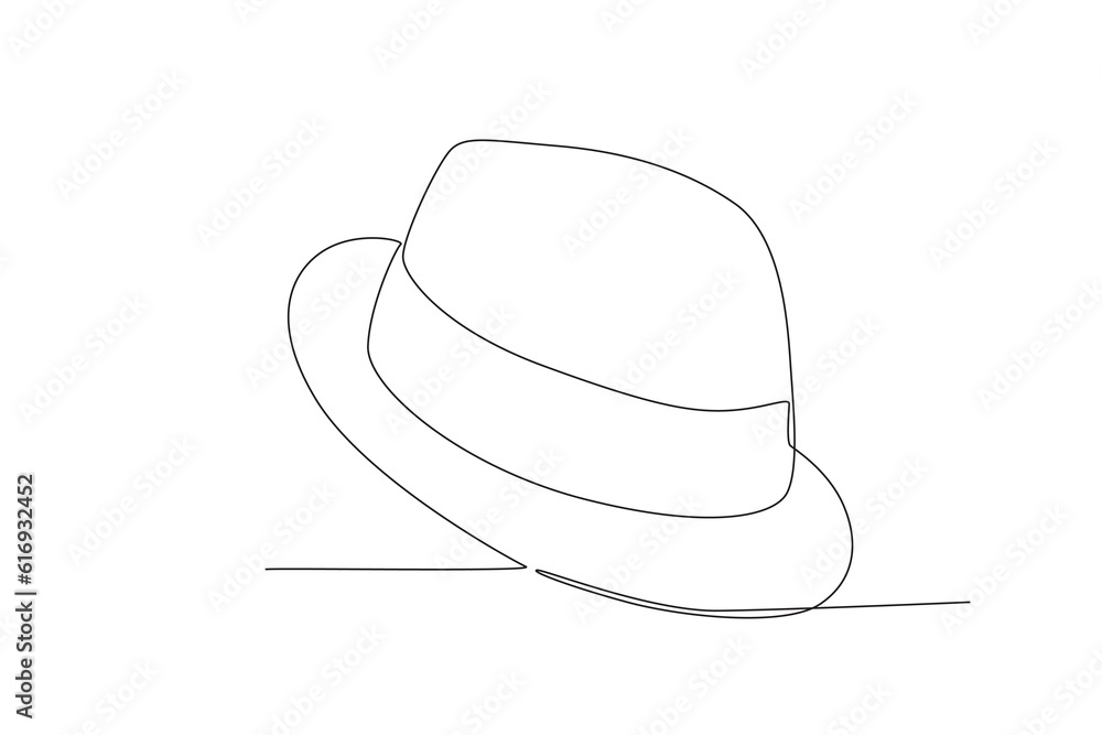 Vector continuous one line drawing of panama hat simple line art vector ...