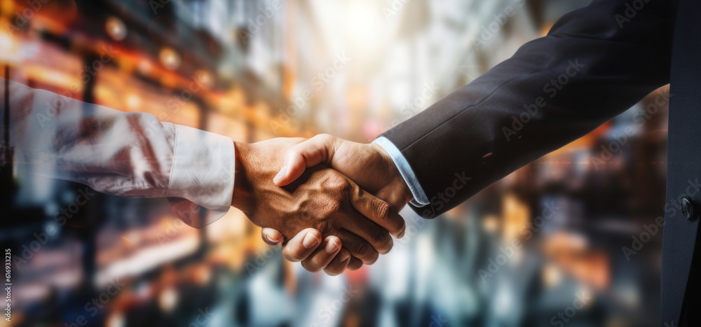 Successful negotiation, handshake, and two businessmen shaking hands ...