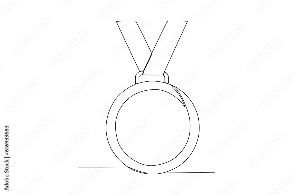 Vector continuous one line drawing of award ribbon achievement ribbon ...
