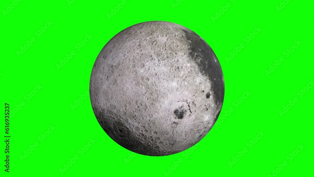 The Full Moon Rotating on green screen chroma key background for keying ...