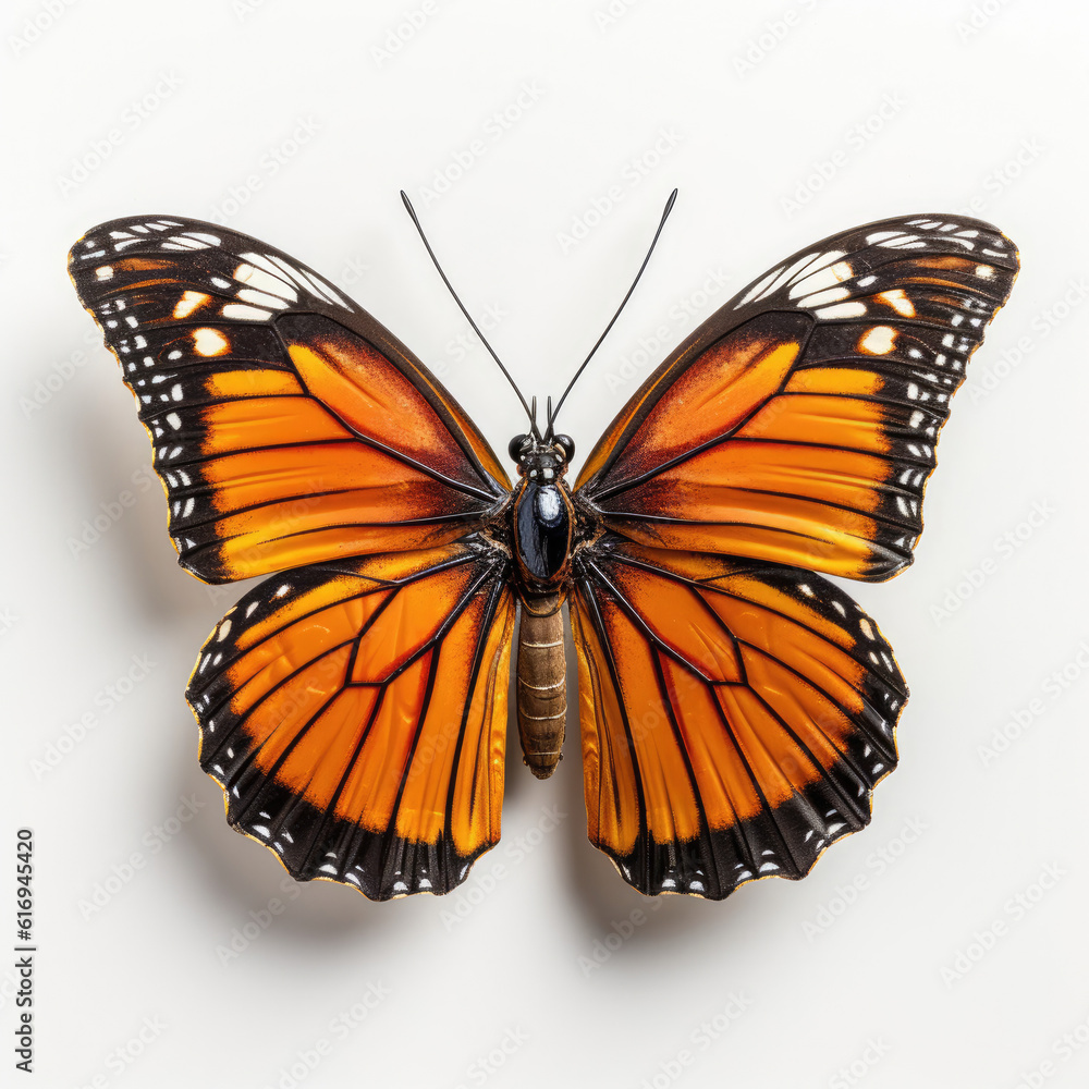 A resting Monarch Butterfly (Danaus plexippus) top-down view. Stock ...