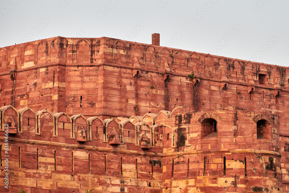 Walls of Agra red fort in India, view from main entrance Amar Singh ...