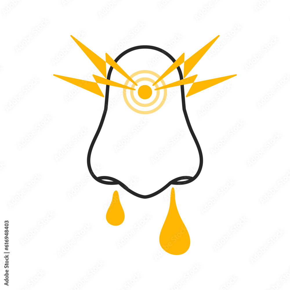Runny nose icon. Nasal mucus discharge caused by allergy and cold ...