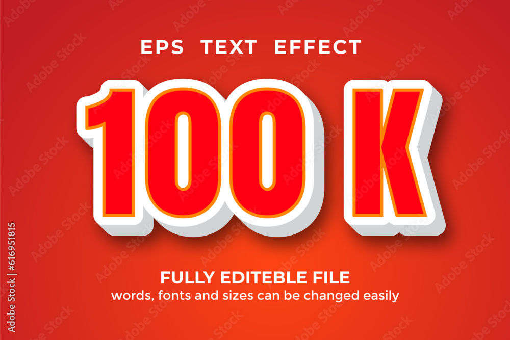 100k, Modern editable 3d text effect. 3d template editable text effect ...