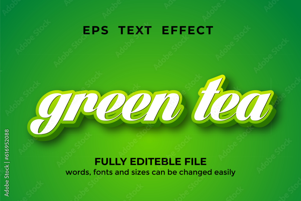 Green tea, Modern editable 3d text effect. 3d template editable text ...