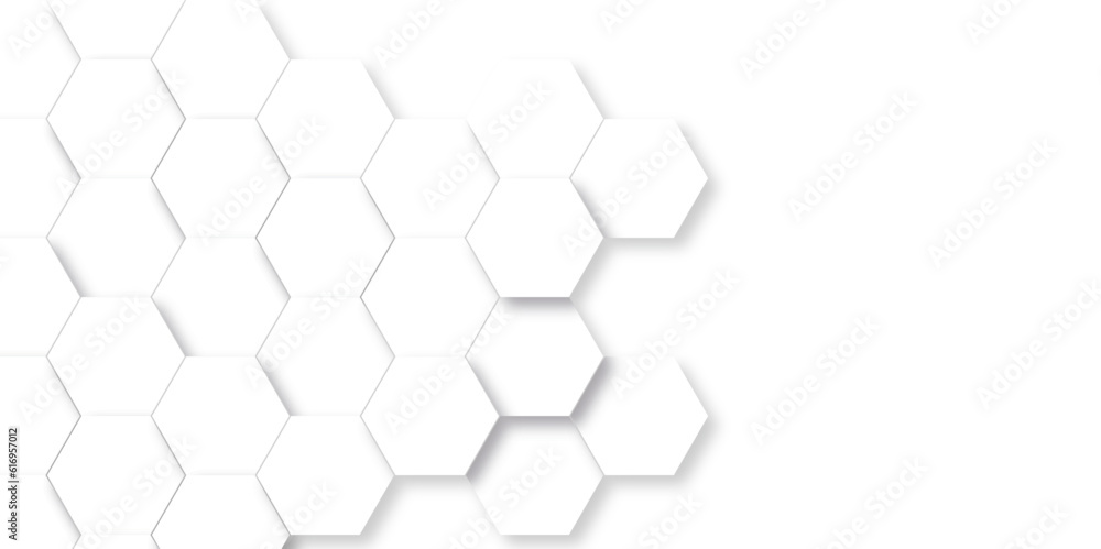 Abstract white background with hexagonal shapes and Surface polygonal ...