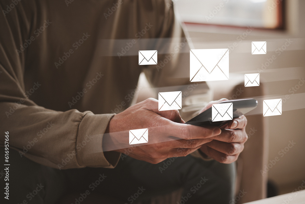 Email and sms marketing concept. Scheme of direct sales in business ...