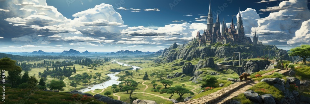 A wizards tower rising up out of the landscape Fantasy Tower Epic ...