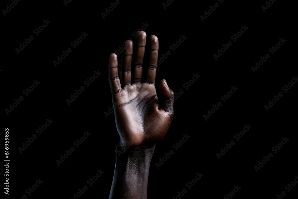 ภาพประกอบสต็อก black Hand raised up concept of rights and freedom on a ...