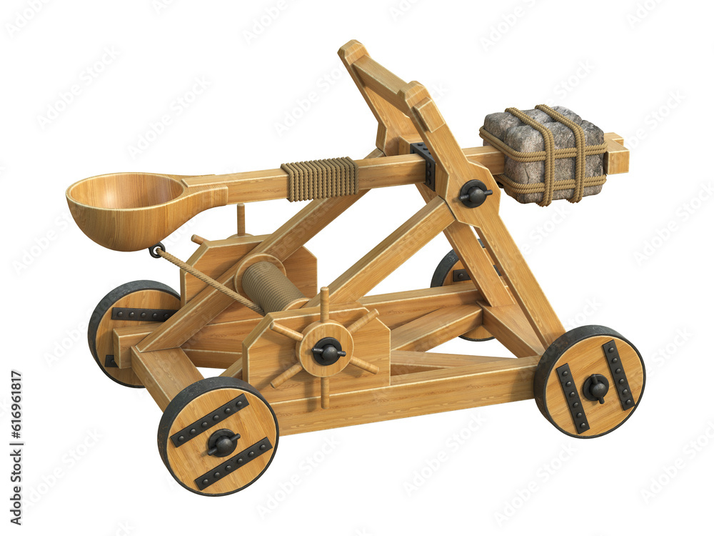 Catapult, trebuchet on transparent background 3d rendering Stock ...