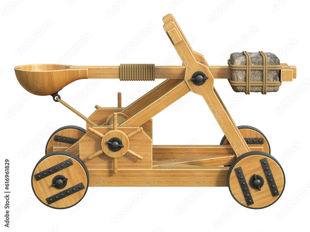 Catapult, trebuchet on transparent background 3d rendering Stock ...