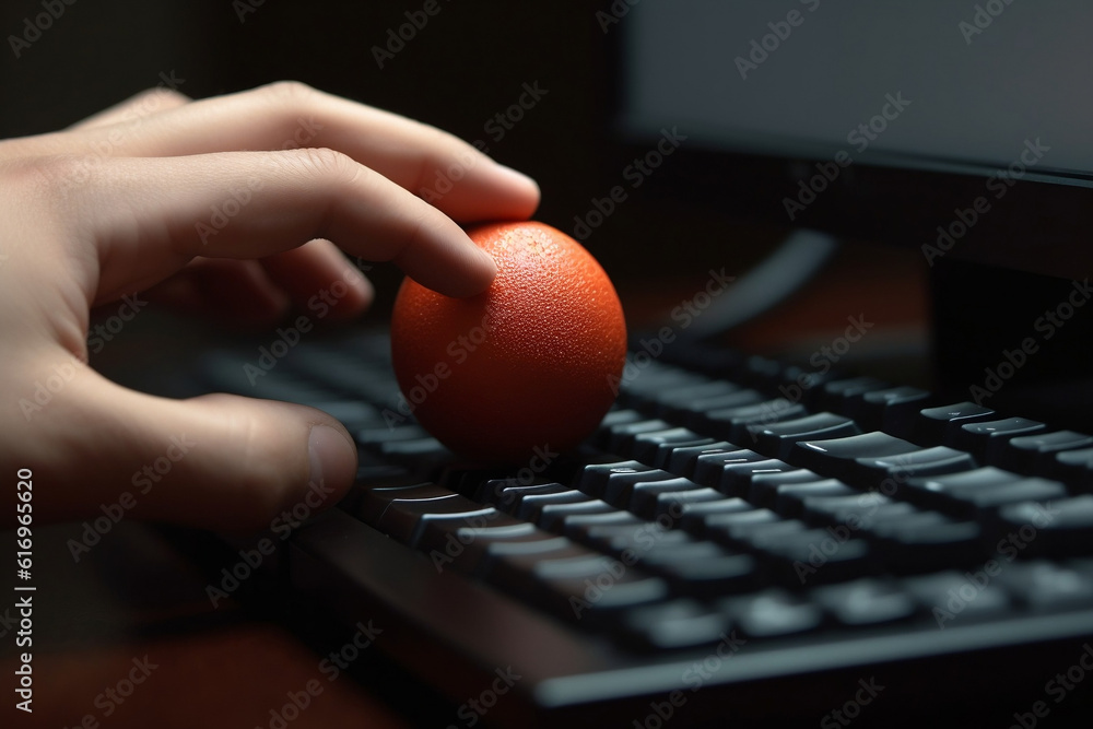 A photo depicting a hand squeezing a stress ball tightly, with a ...