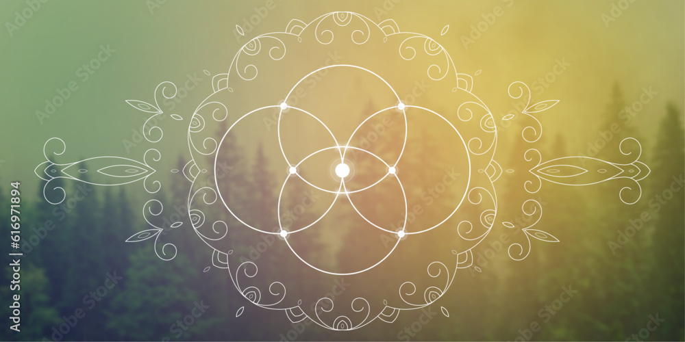 Sacred geometry zentangle inspired design template with oriental tribal ...